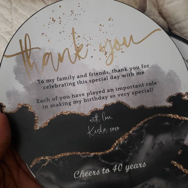 Birthday Thank You Plate Charger Editable Template Ladies or Mens Party ...
