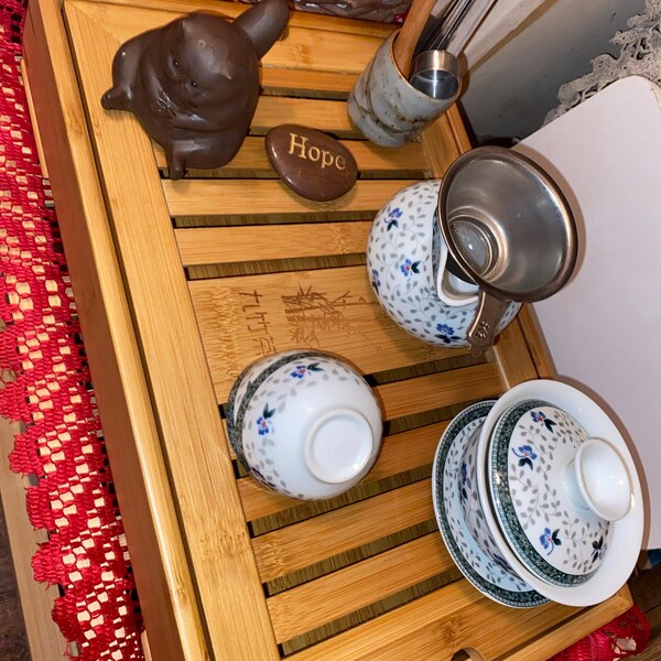 Travel Gong Fu Chinese Tea Set Bird Flower - Etsy