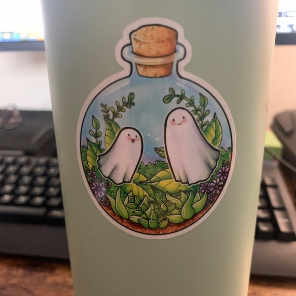 Cute Ghost Terrarium Vinyl Sticker - Etsy