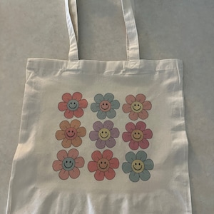 Colorful Flowers Svg Png, Flower Design Tote Bag Svg Png, Retro Flowers ...