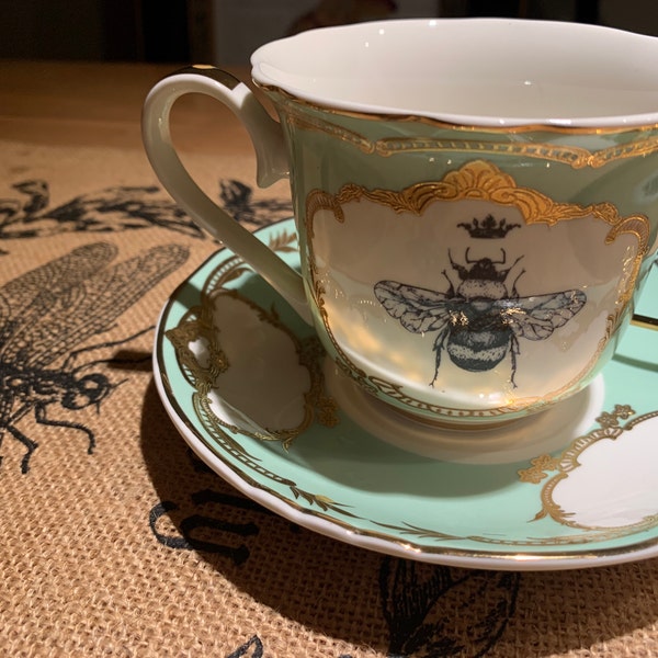 Queen Bee Teacup, 8 Oz. Food Safe and Durable, Vegan Bone China. - Etsy