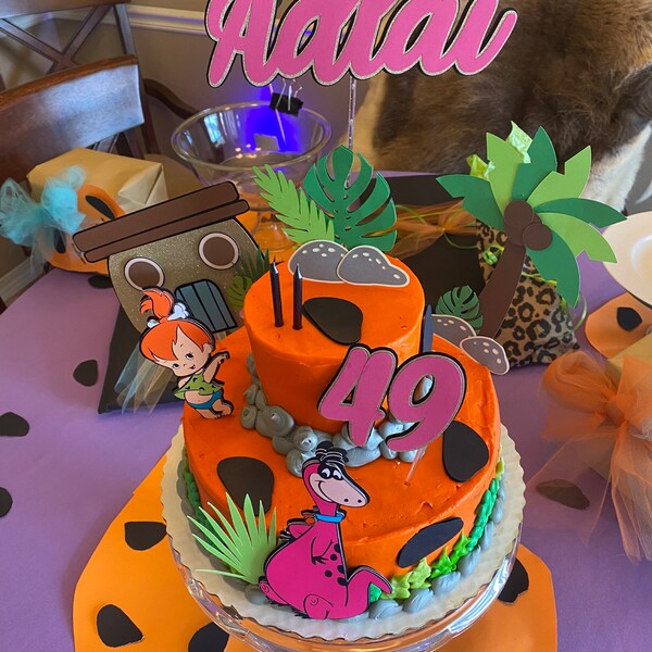 Pebbles Cake Topper, the Flintstones Theme Cake Topper, Pebbles Party ...