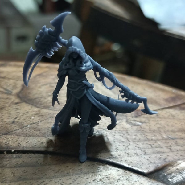 Female Necromancer Miniature Warrior With Scythe Mini Dnd Female Reaper ...