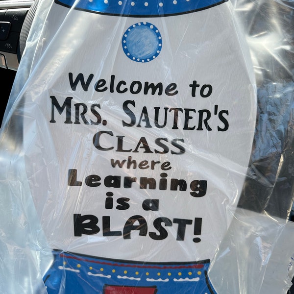 Welcome Teacher Rocket Ship Sign Learning is a Blast Personalized Name ...