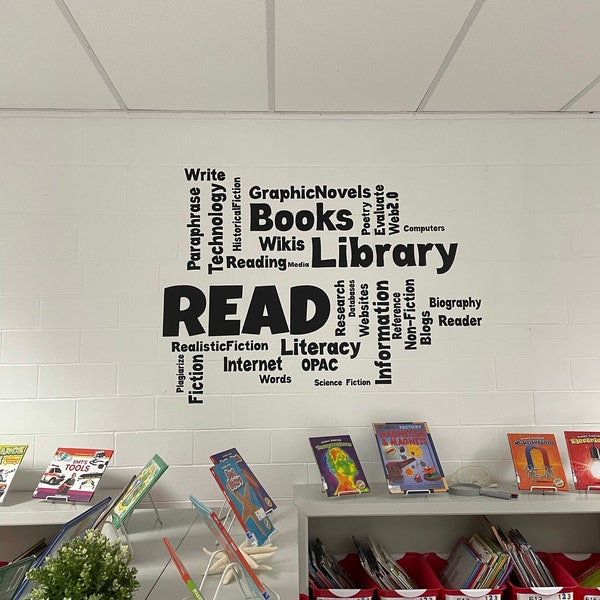 Library Wall Decal/ Classroom Wall Decal/ Reading Wall Decal/ Library ...