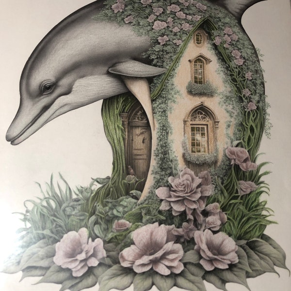 20 Grayscale Ocean Fairy Houses Coloring Book Set 1 | Printable Adult ...