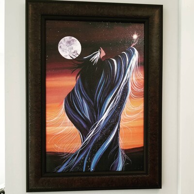 September Moon by Betty Albert 16x22 Native American Indian Woman Star ...