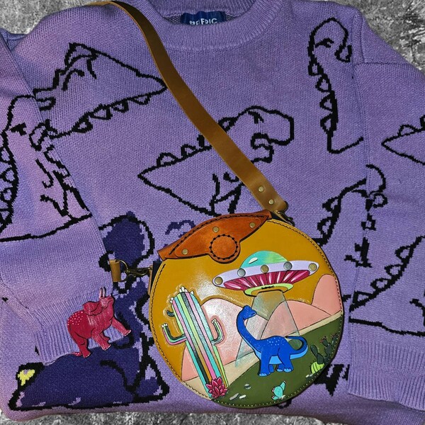 Leather Alien Abduction Desert Circle Purse With Interchangeable Charms ...