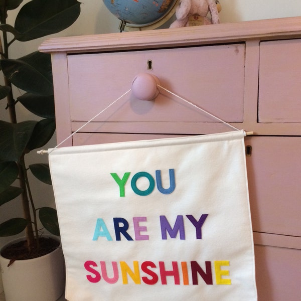 You Are My Sunshine Nursery Banner Flag Felt Pennant Flag Rainbow Decor ...