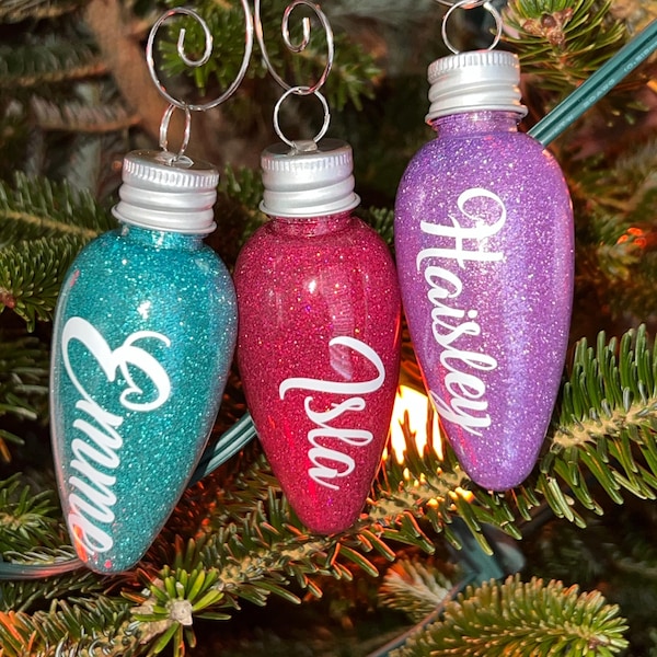 Personalized Lightbulb Christmas Ornaments | Name Ornaments | Christmas ...