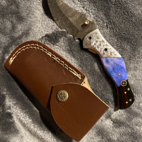 Custom Hand Made Damascus Steel Straight Folding Razor With Shaving ...