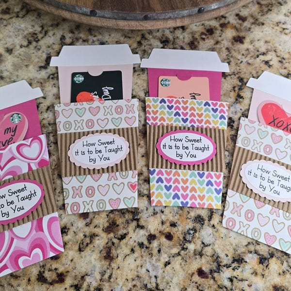 Teacher Valentine's Day Gift Card Holder, Coffee Cup Gift Card Holder ...