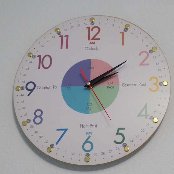 Telling Time Teaching Clock Kids Room, Simple Wall Clock Time Clock ...