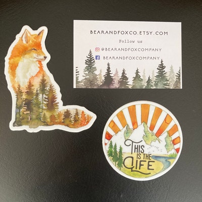 Mountain Sticker, Mountain Vinyl Sticker, Water Bottle Sticker, Sunset ...