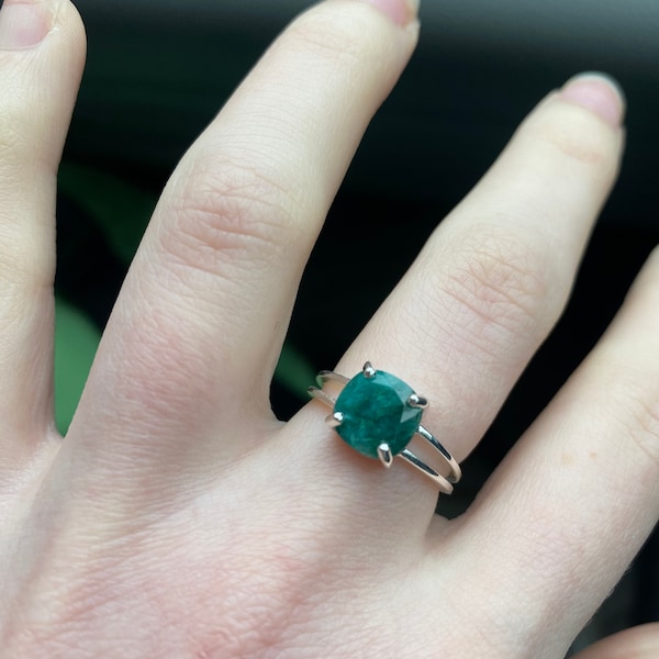Emerald Double Band Ring, Raw Emerald Double Band Ring, Gold Raw ...