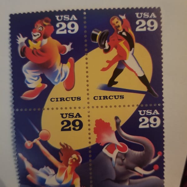 Four 4 Circus 29c // Vintage Unused Postage Stamps 29 Cent Stamps ...