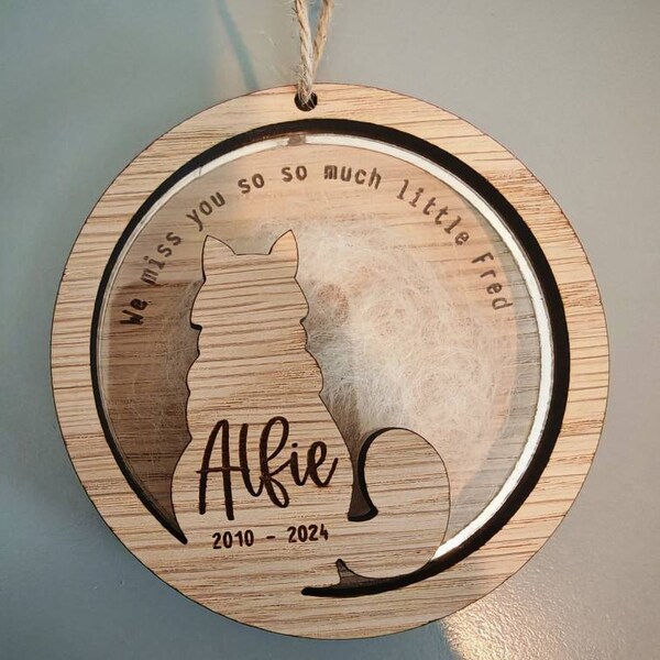 Cat Fur or Ashes Memorial Ornament, Pet Fur Keepsake, Pet Loss Gift ...