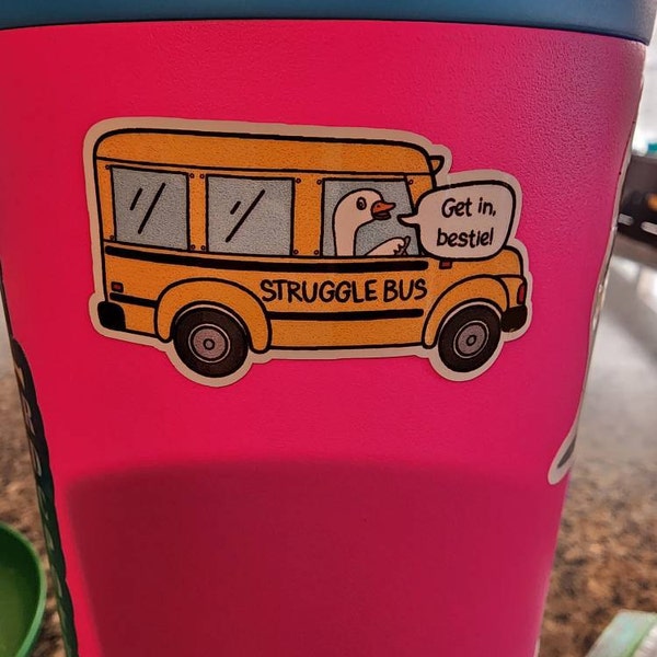 Struggle Bus Sticker, Funny Stickers, Anxiety Retro Therapy, Mental ...