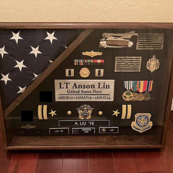 Shadowbox (one Flag), Flag Display, Military Shadow Box, Air Force, Army, Coast Guard, Navy ...