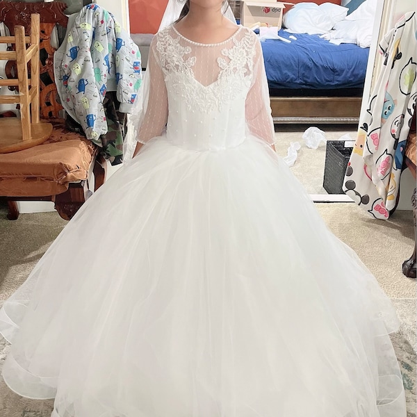 Dress for First Communion Holy Communion Dress ,white Tulle Flower Girl ...