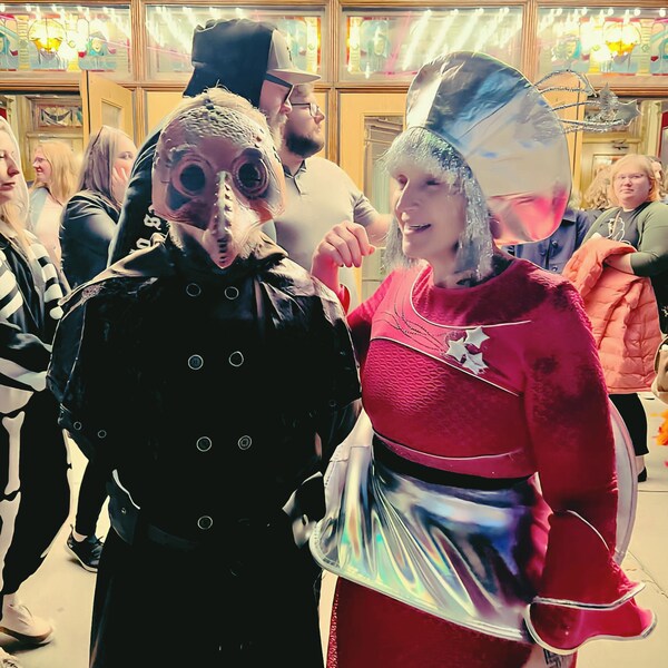 Diner Waitress 50-60s Flo Alice Pink Shirt Dress Yellow Apron Hanky Pin ...