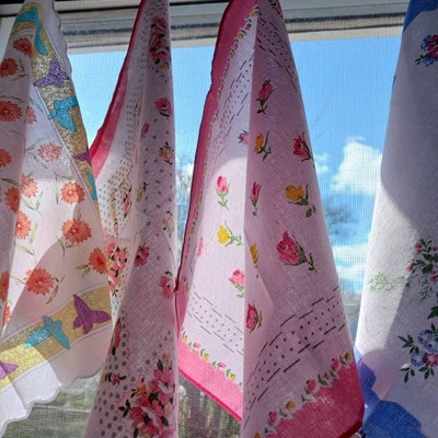 Handkerchief Lot of 50 Vintage Style Floral Handkerchiefs Handkerchief ...