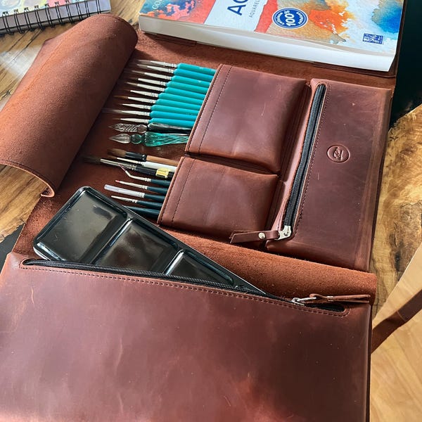 Back to School Gift for Art Student, Leather Sketchbook Cover, Drawing ...