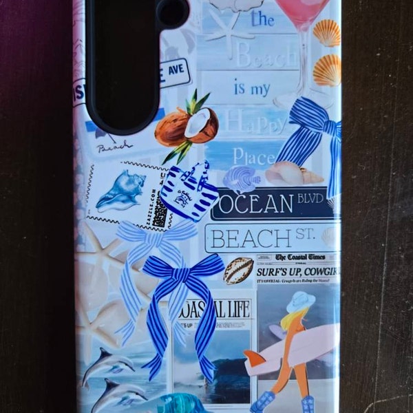 Preppy Coastal Collage Phone Case, Ocean Beach Inspired, Gift for Her ...