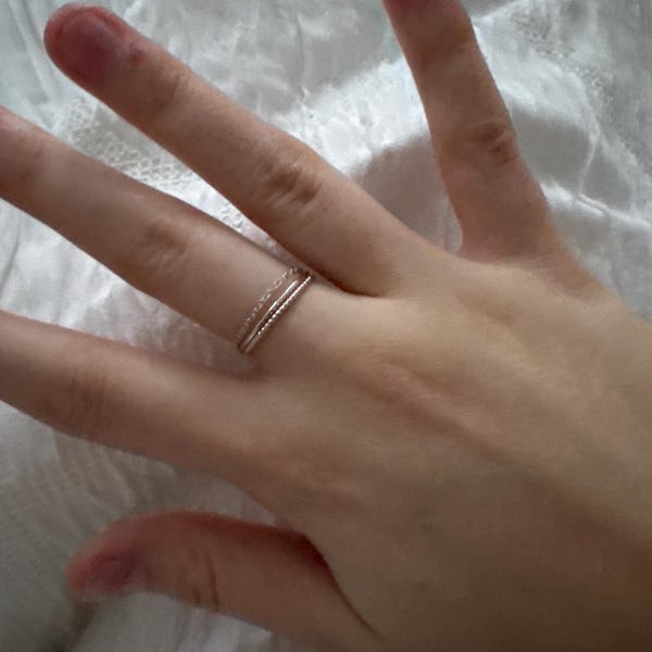 Skinny Textured Ring Set by Caitlyn Minimalist • Set of 3 Dainty Stacking Rings for Everyday ...