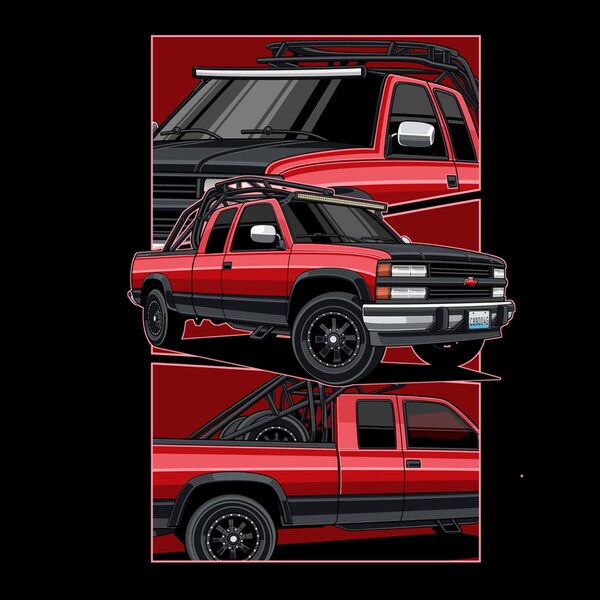 Truck Illustration, Custom Truck Poster, Truck Portrait, Truck Art ...