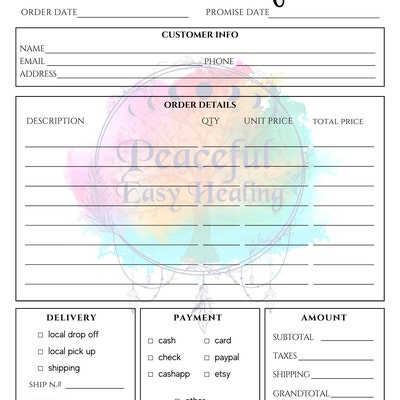 Order Form Editable Crafters Order Form Template Etsy Shop Craft ...
