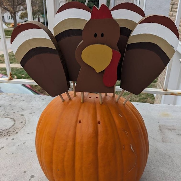 Turkey Pumpkin Poke, Pumpkin Poke Kit, Wooden Turkey Pumpkin Poke Kit ...