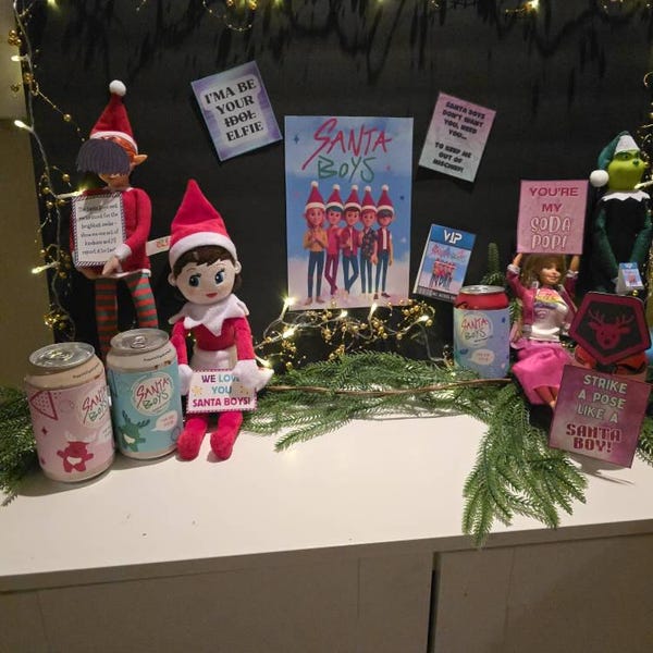 Kpop Elf Props Printable Kit, Elf-pop Santa Boys Elf Scene, K-pop Elf ...