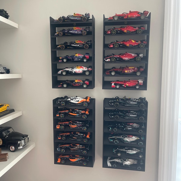 V2 6 Car Tilted Bburago 1:43 1/43 F1 Formula 1 Race Car Display Stand W ...