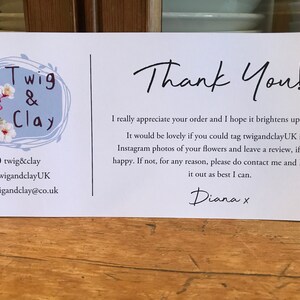 Personalised Business Thank You for Your Order Compliment Slips Card ...