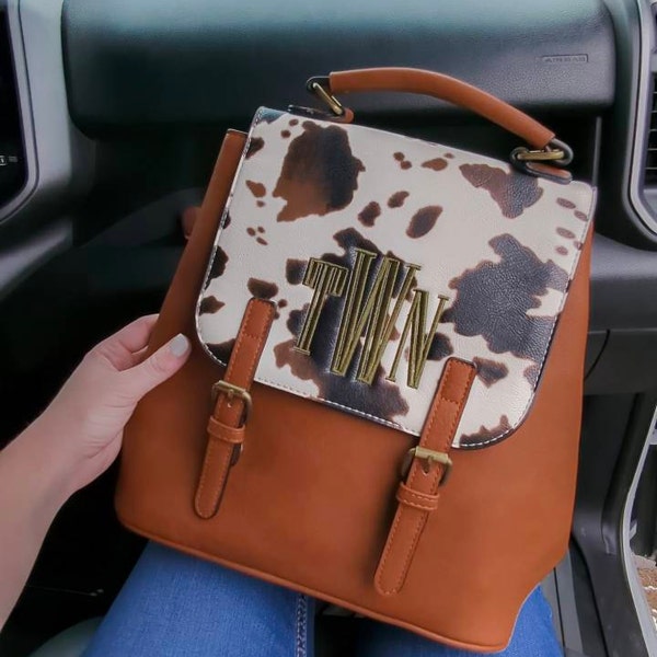 Cow Print Convertible Backpack Shoulder Bag, Personalized Purse ...