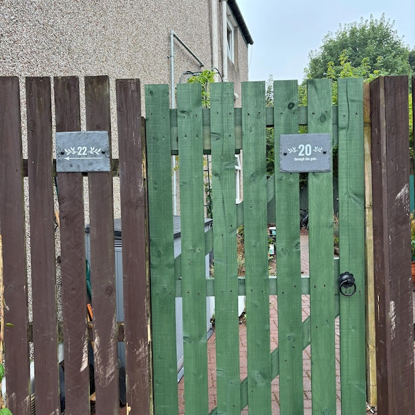 Rustic Slate Door Number, Slate Gate Sign Plaque, Stone Home Number ...