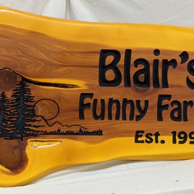 Cedar Sign 3ft Wide Wood Sign Rustic Cedar Slab Sign Custom Sign ...