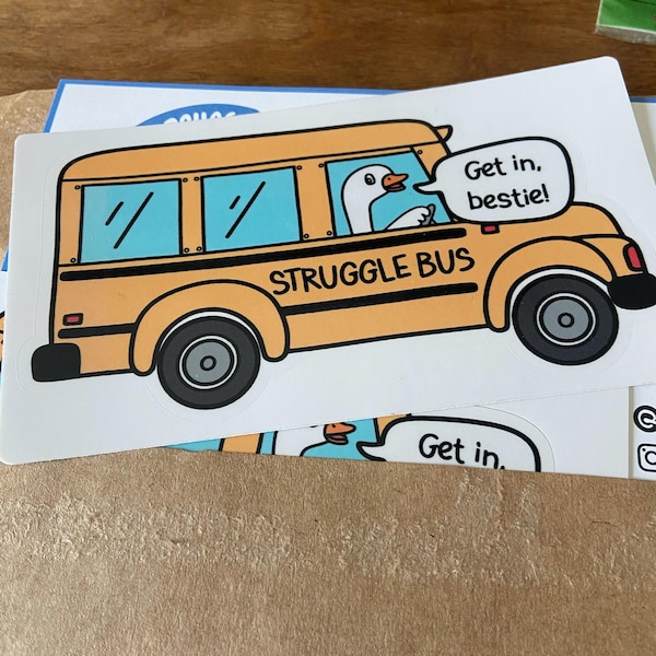 Struggle Bus Sticker, Funny Stickers, Anxiety Retro Therapy, Mental ...