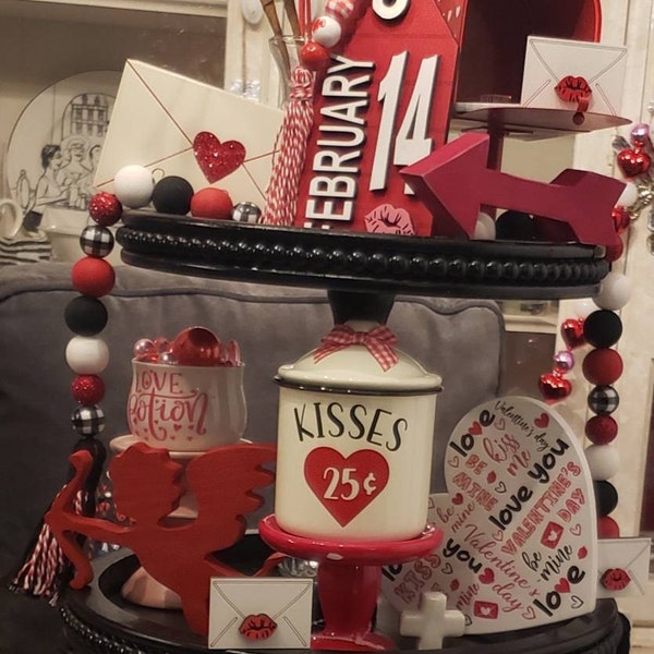 Valentines Books/valentine’s Day Decor/ Tiered Tray Decor/ Wood Books ...