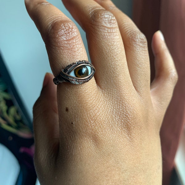 AWAKENING EYE RING// Glass Eye Ring// Eye Jewelry// Evil Eye Ring ...