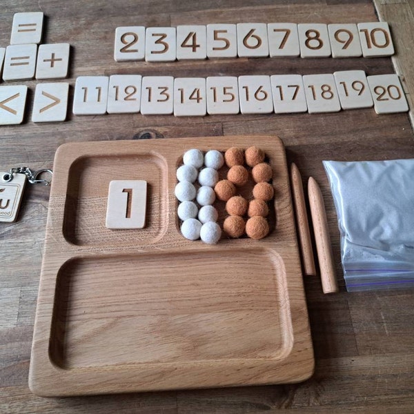 Montessori Sorting Tray Number Letters Cards Color Sorting Composition ...