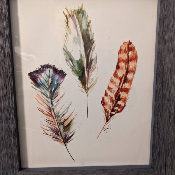 Duo Watercolor Feather Prints, Two Prints Included - Etsy