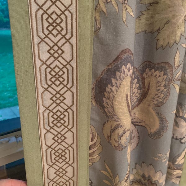 Green Curtain Fabric Tape Trim for Drapery, Upholstery Designer Edging ...