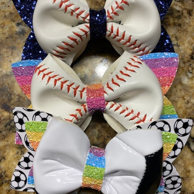 Real Baseball Bow, Real Baseball Hair Bow, Baseball Bow, Baseball Skin ...