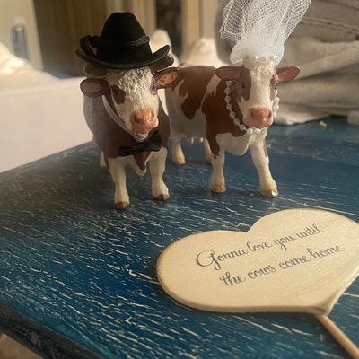 Cow Farmer Barn Wedding Cake Topper Animal Farm Wedding Country Rustic ...