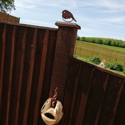 Rustic Bird Post Topper/ Rusty Metal Bird Garden Gift / Bird Fence ...