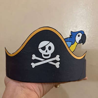 Pirate Hat Paper Crown Template Pirate Captain Party Headband Coloring ...