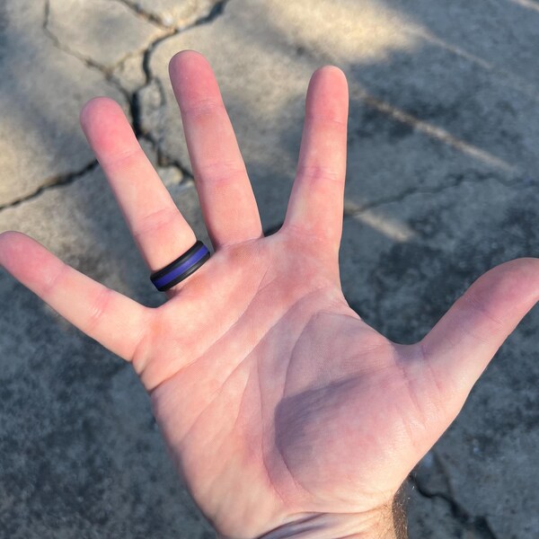 Men's Silicone Ring Triple Pack Set 6 Durable Flexible Wedding Ring ...