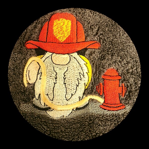 Firefighter Gnome Embroidery Design, Fireman Machine Embroidery Design ...